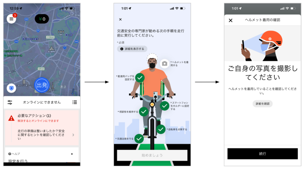 Uber Eats が自転車乗用時のヘルメット着用を推進する「ヘルメットクラブ」を始動 着用を画像認識技術で確認する安全チェック機能を初導入の ...