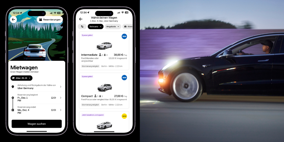 Deutschlandweit Autos über die Uber-App mieten: Mobilitätsplattform ...