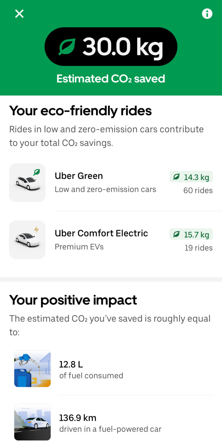 Making it easier to track your environmental impact with Emission Savings | Uber Newsroom